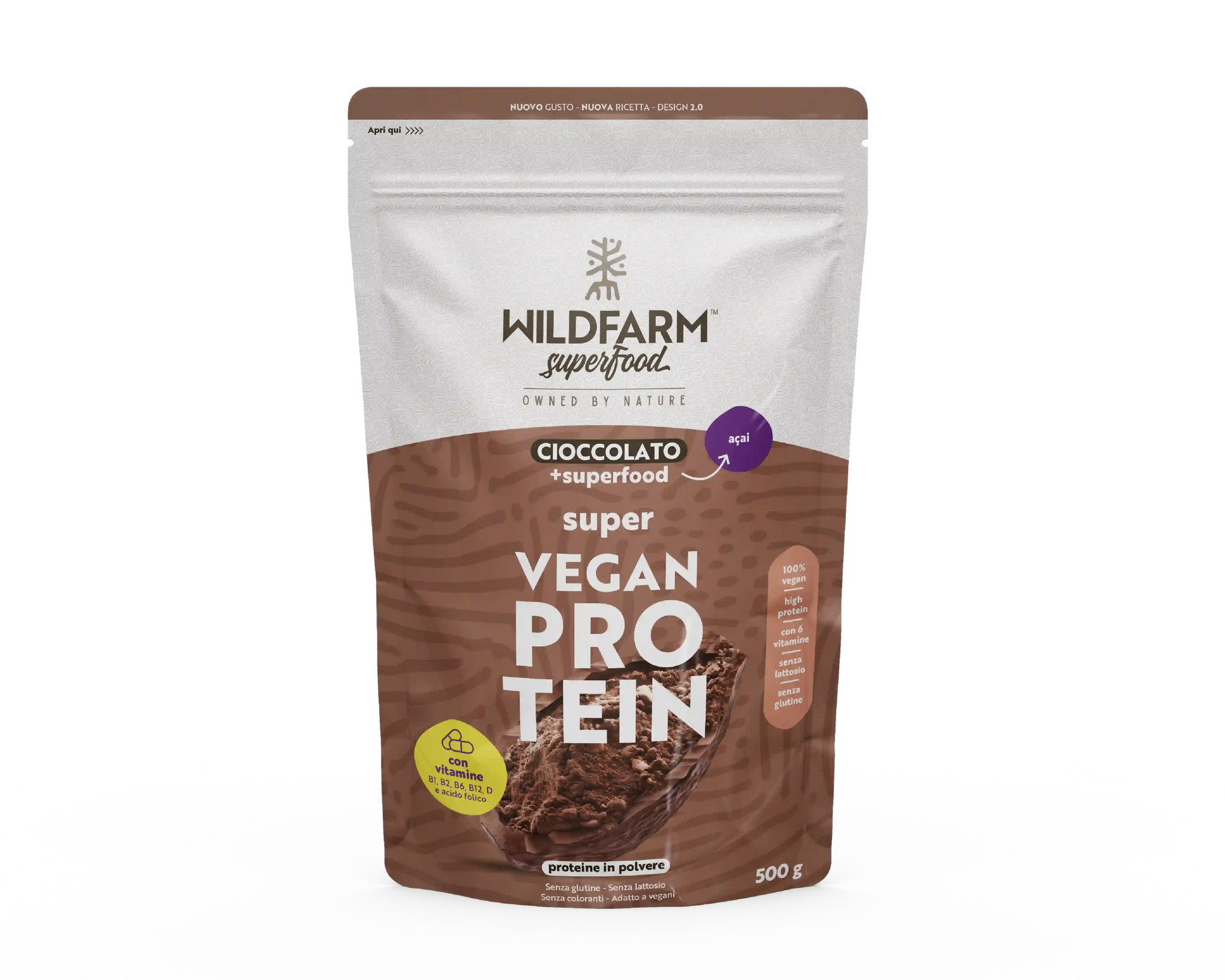 Proteine Vegane Cioccolato + Açai | Super Vegan Protein Wildfarm